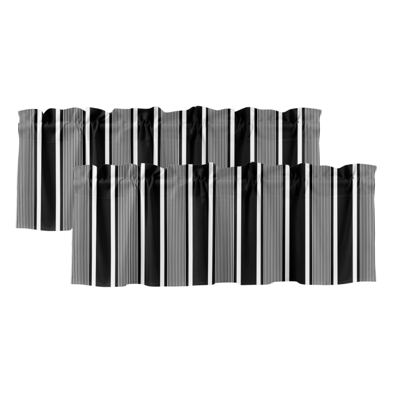 2 Pack Black White Stripes Valance for Window Lines Modern Vertical ...