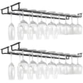 2 Pack Black Wine Glass Rack, 14 Inch Under Cabinet Stemware Holder ...
