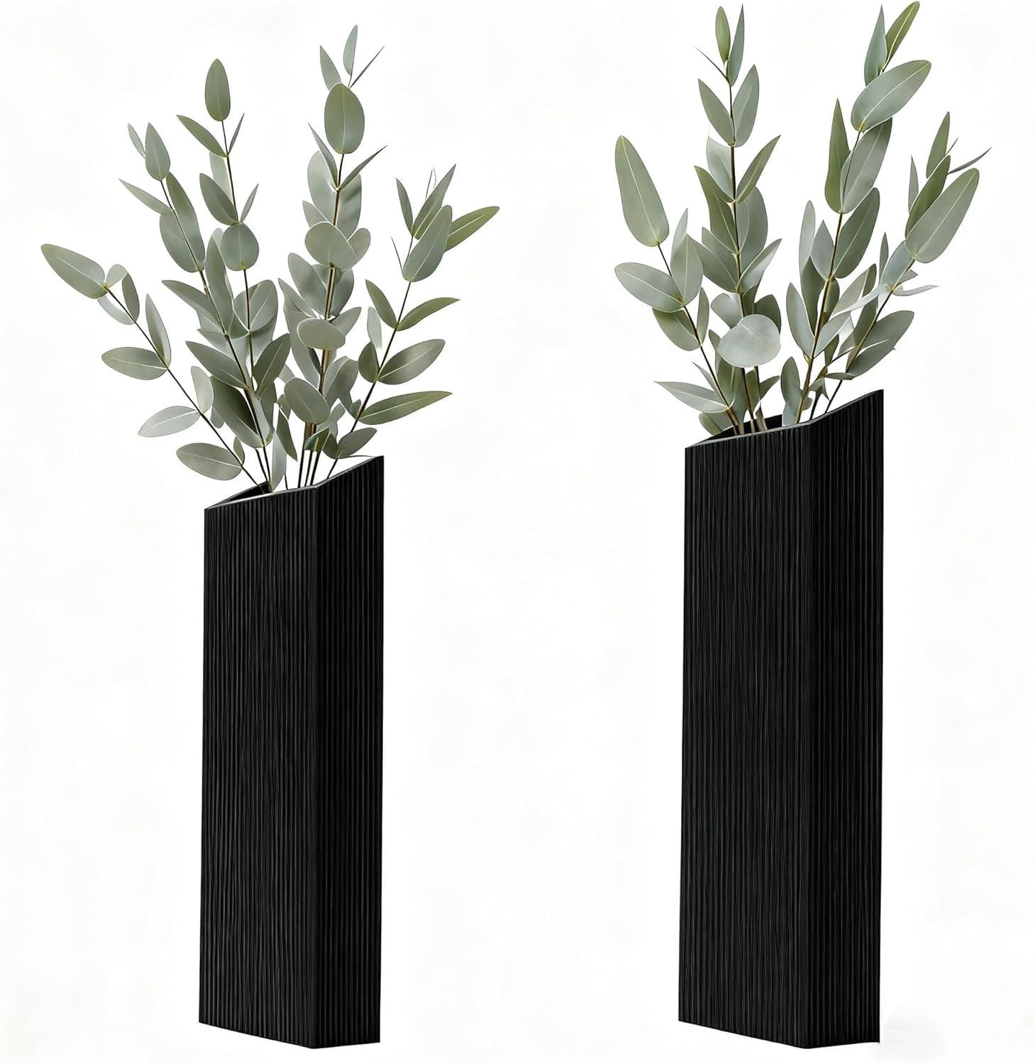 2 Pack Black Wood Hanging Wall Planter Vases - Farmhouse Boho Wall ...