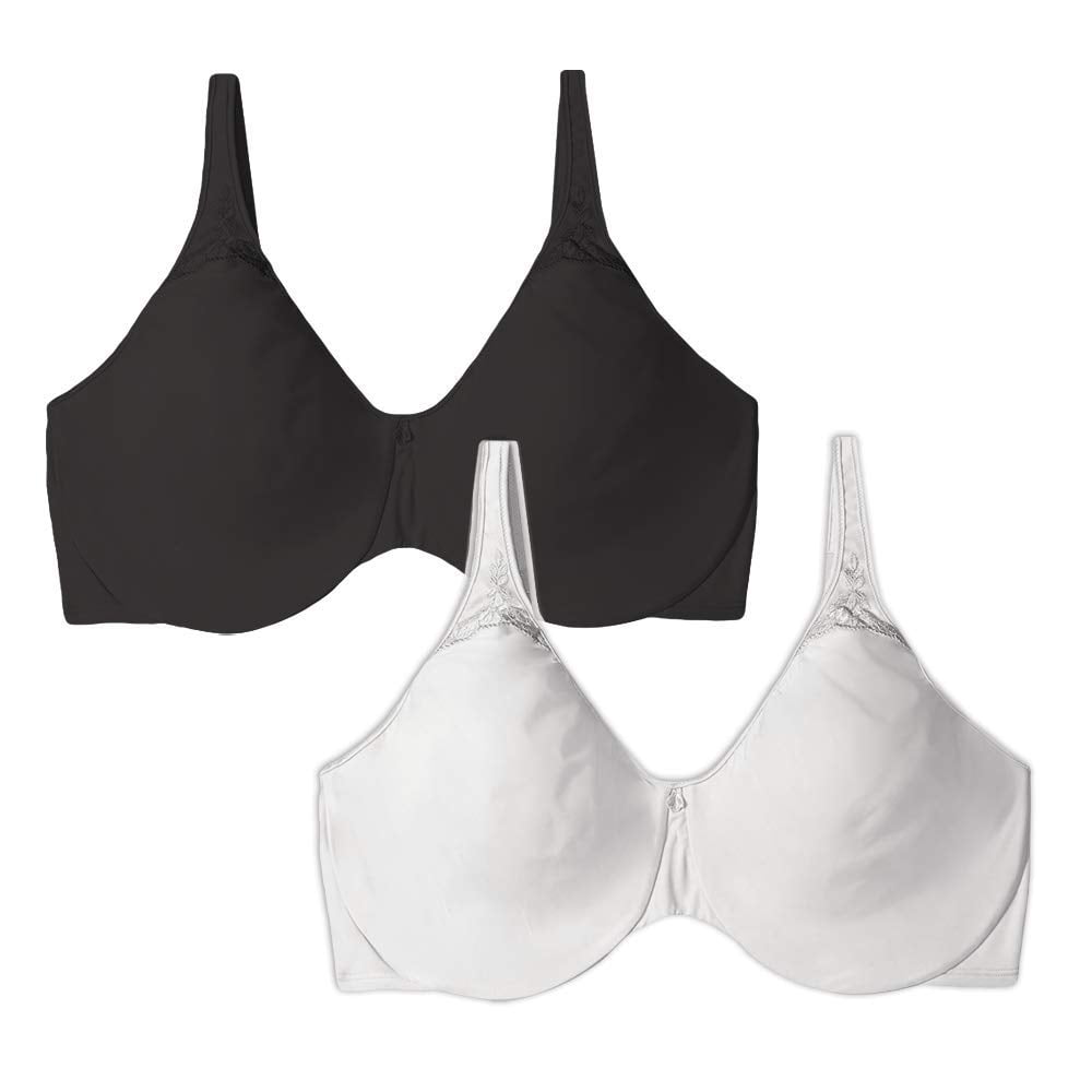 2 Pack Black and White Bali Bras 3385 for Women - Walmart.com