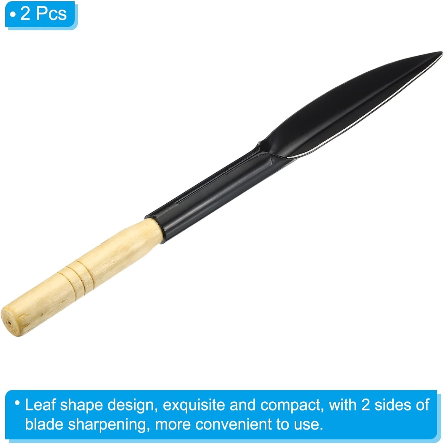2 Pack Black and Yellow Leaf-Shaped Garden Trowel Set for Efficient ...