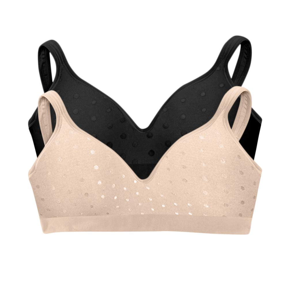 Bali Womens Comfort Revolution Wirefree Bra (Pack of 2) (1 Black Dot ...