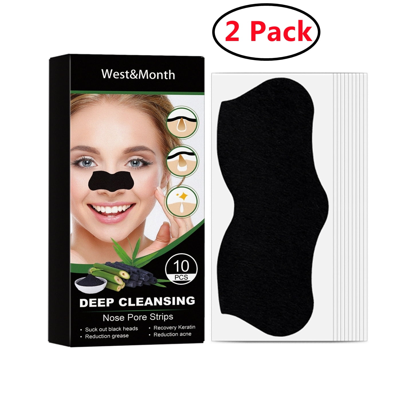 2 Pack Blackhead Pore Strips,(10 Counts) Blackhead Remover-Deep ...