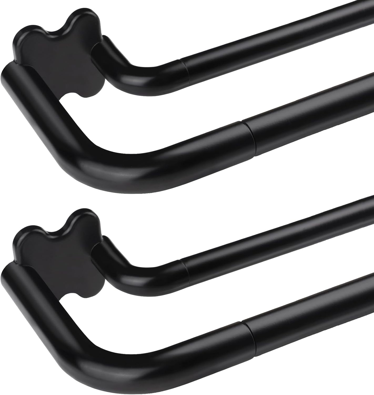 2 Pack Blackout Dual Curtain Rods Set, Black Wrap Around Double Curtain ...