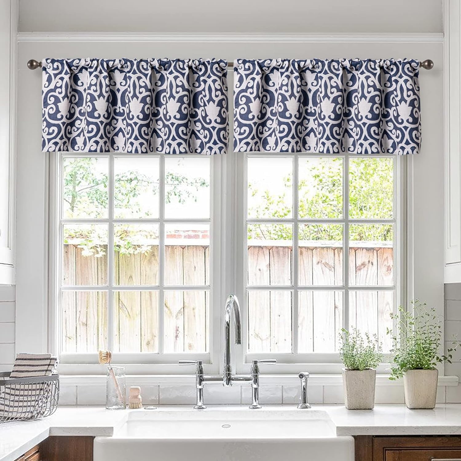 2 Pack Blackout Window Valance, 18 Inches Long Kitchen Window Curtains ...
