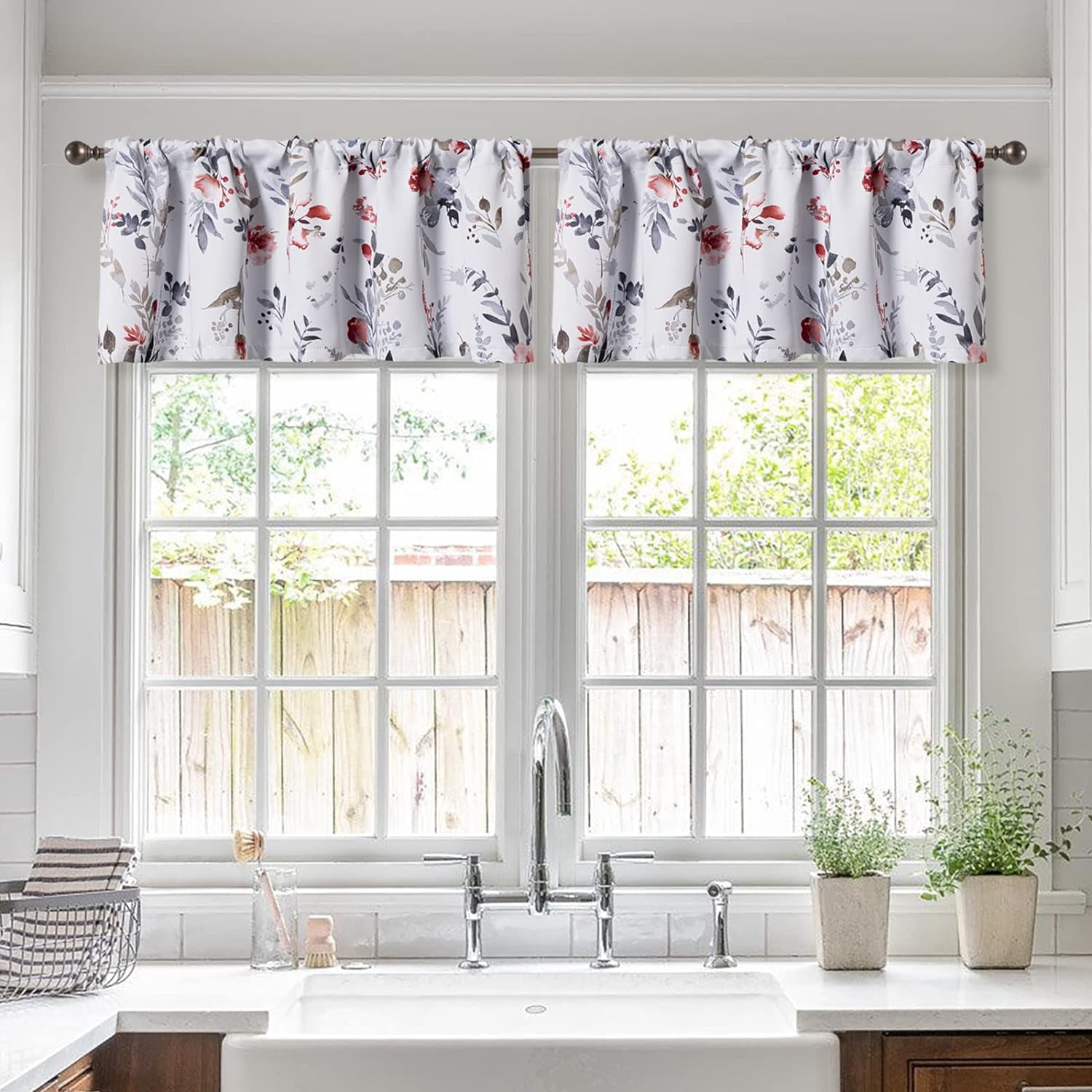 2 Pack Blackout Window Valance, 18 Inches Long Kitchen Window Curtains ...