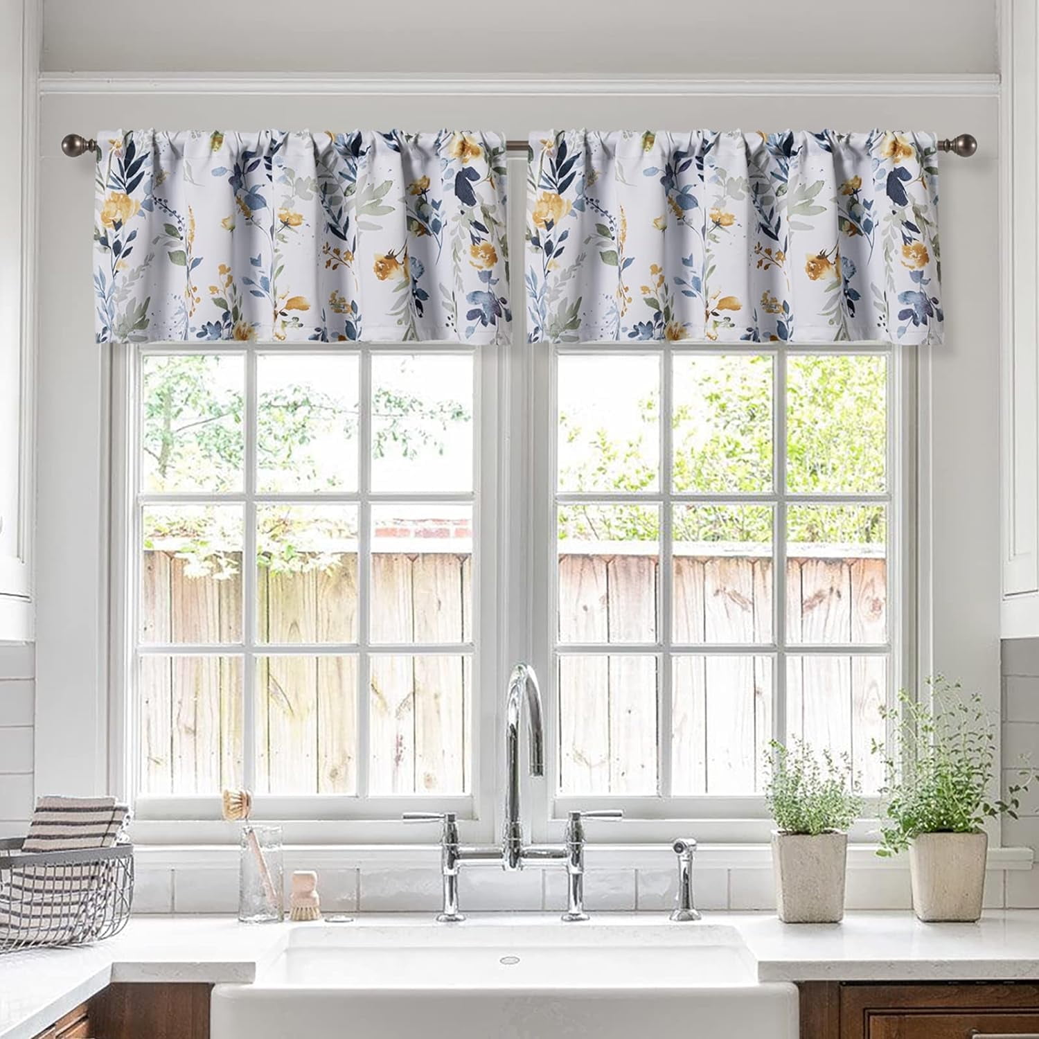 2 Pack Blackout Window Valance, 18 Inches Long Kitchen Window Curtains ...