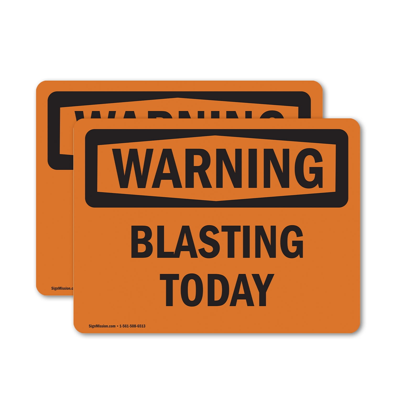 (2 Pack) Blasting Today OSHA Warning Sign 24 Inch X 18 Inch Vinyl Label ...