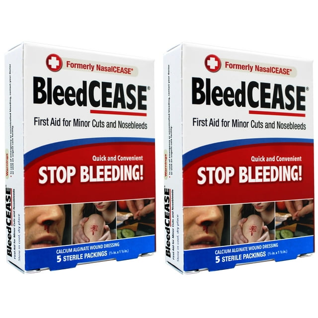 2 Pack - BleedCease Stop Bleeding First Aid, Cuts & Nosebleeds, Sterile ...