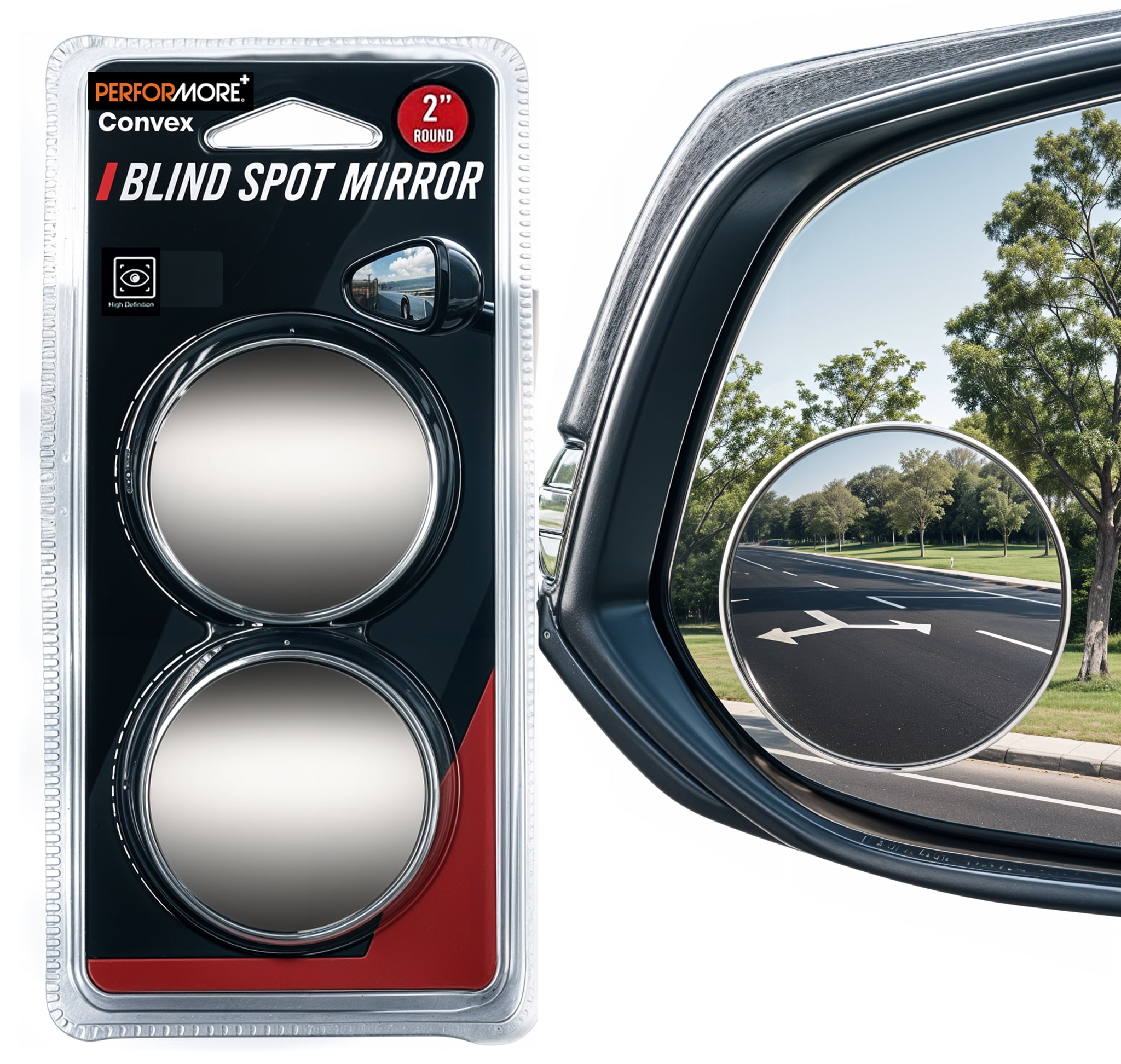 Walmart 2-Pack Blind Spot Mirrors, Convex Angle, 2 inch HD Glass, Self ...