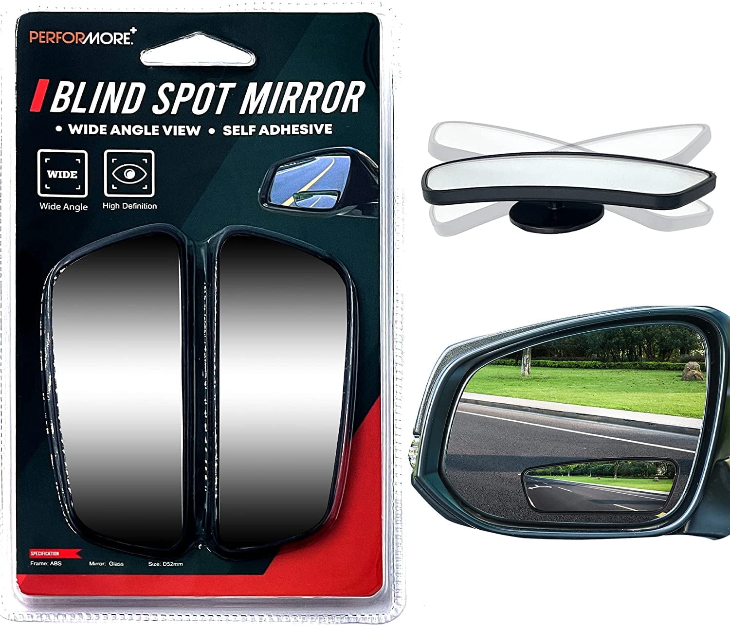 2 Pack of Blind Spot Car Mirrors, 3.5 X 1.25 Inches Adjustable ...