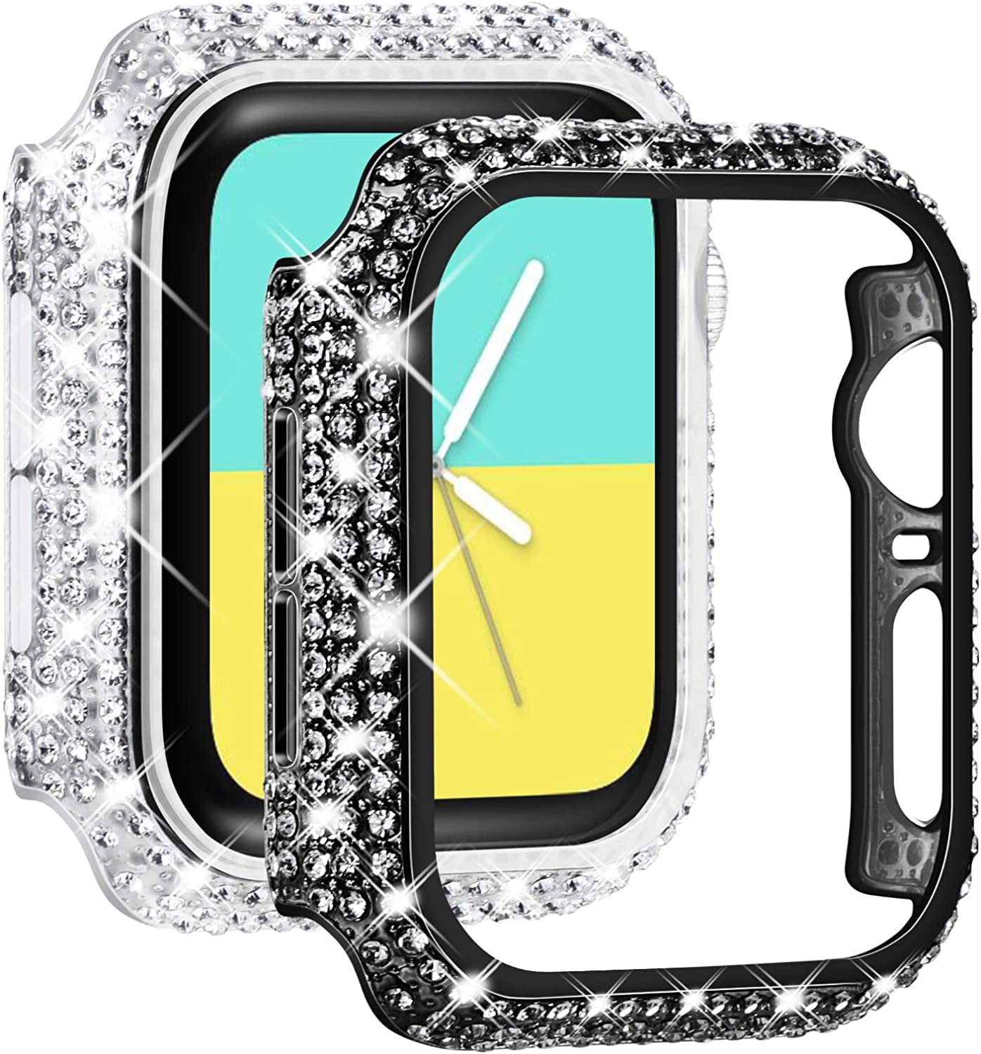 2-Pack Bling Cases Compatible for Apple Watch Case 40mm, Fully Paved ...