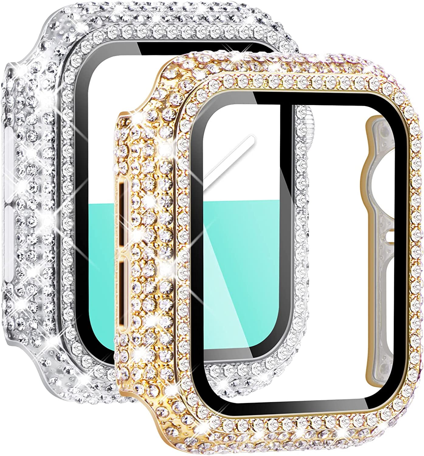 2-Pack Bling Cases with Screen Protector Compatible for Apple Watch ...
