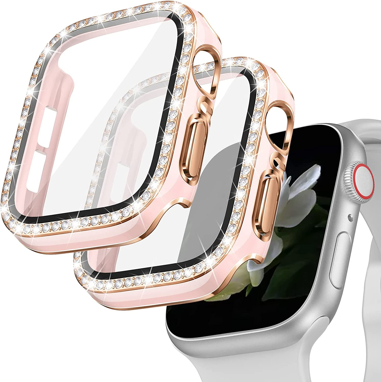 2 Pack Bling Screen Protector Case for Apple Watch Series 6 5 4 SE 40mm ...