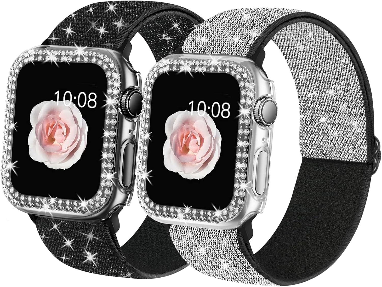 2 Pack Bling Stretchy Watch Bands Compatible with Apple Watch Band 40mm ...