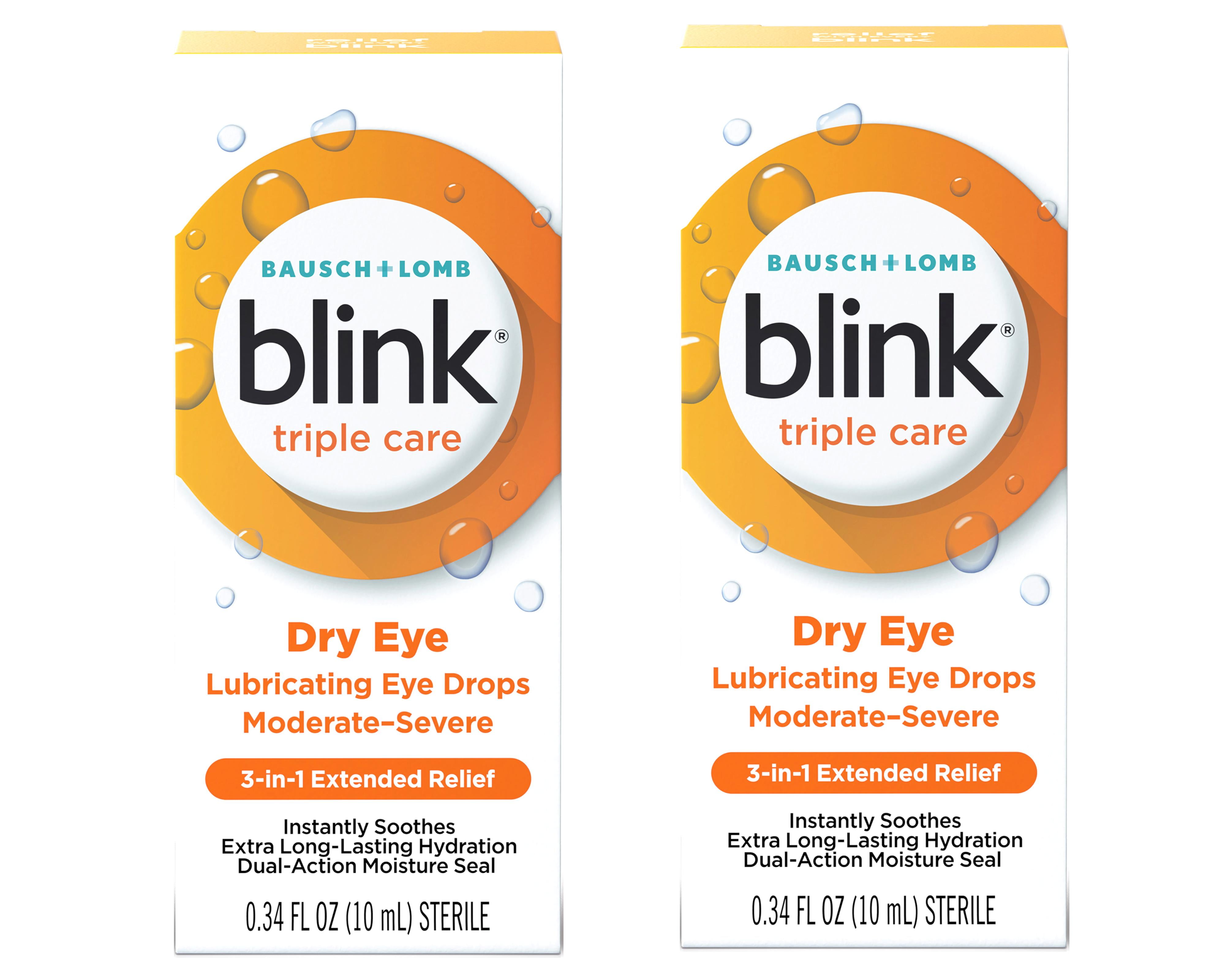 2 Pack - Blink Triple Care Lubricating Eye Drops – Long-Lasting ...