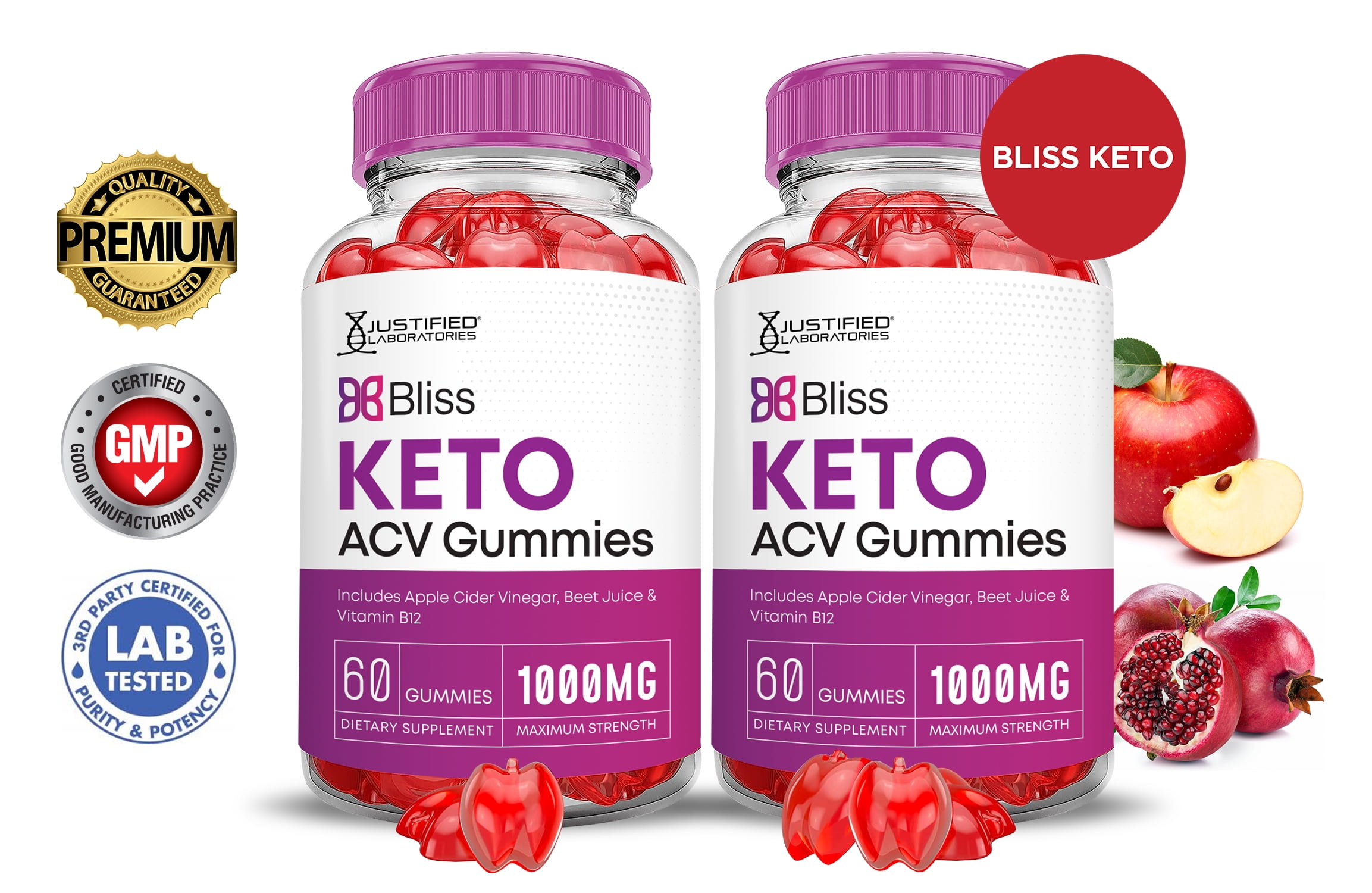 (2 Pack) Bliss Keto ACV Gummies 1000MG Dietary Supplement 120 Gummys ...