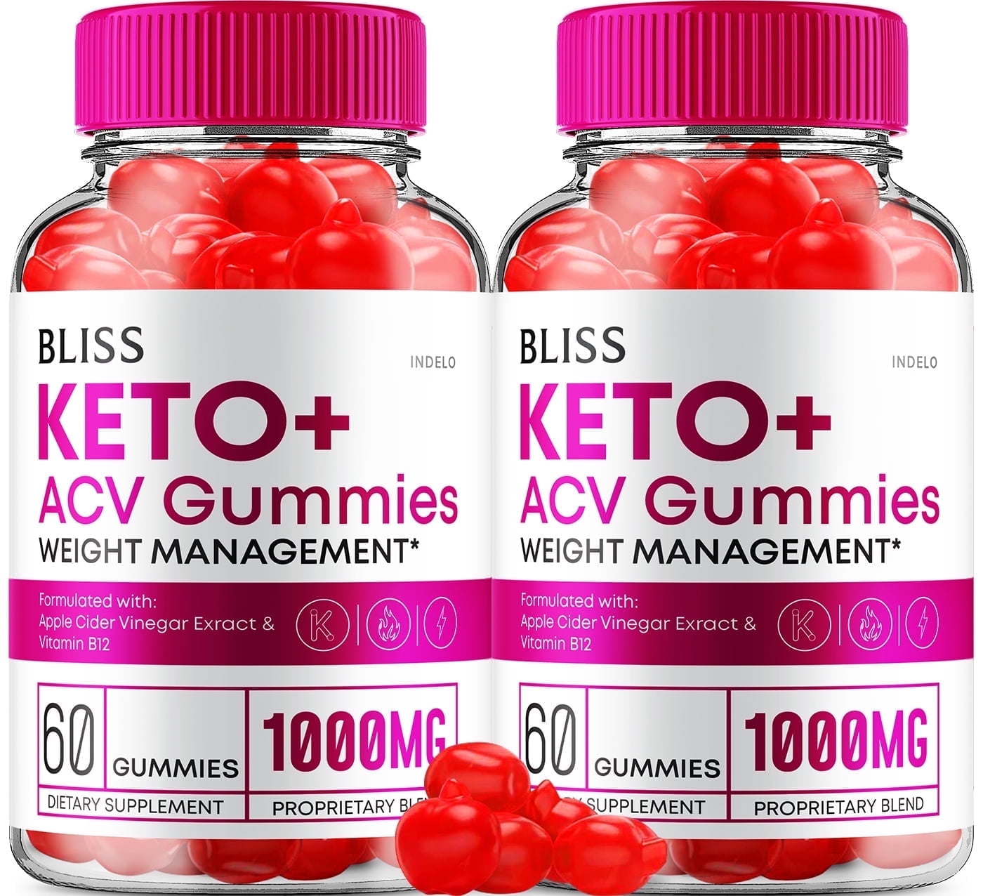 Bliss Keto ACV Gummies, Weight Loss, Keto+ACV, Vitamins, Folic Acid, 1000MG - 2 Pack (120 ...