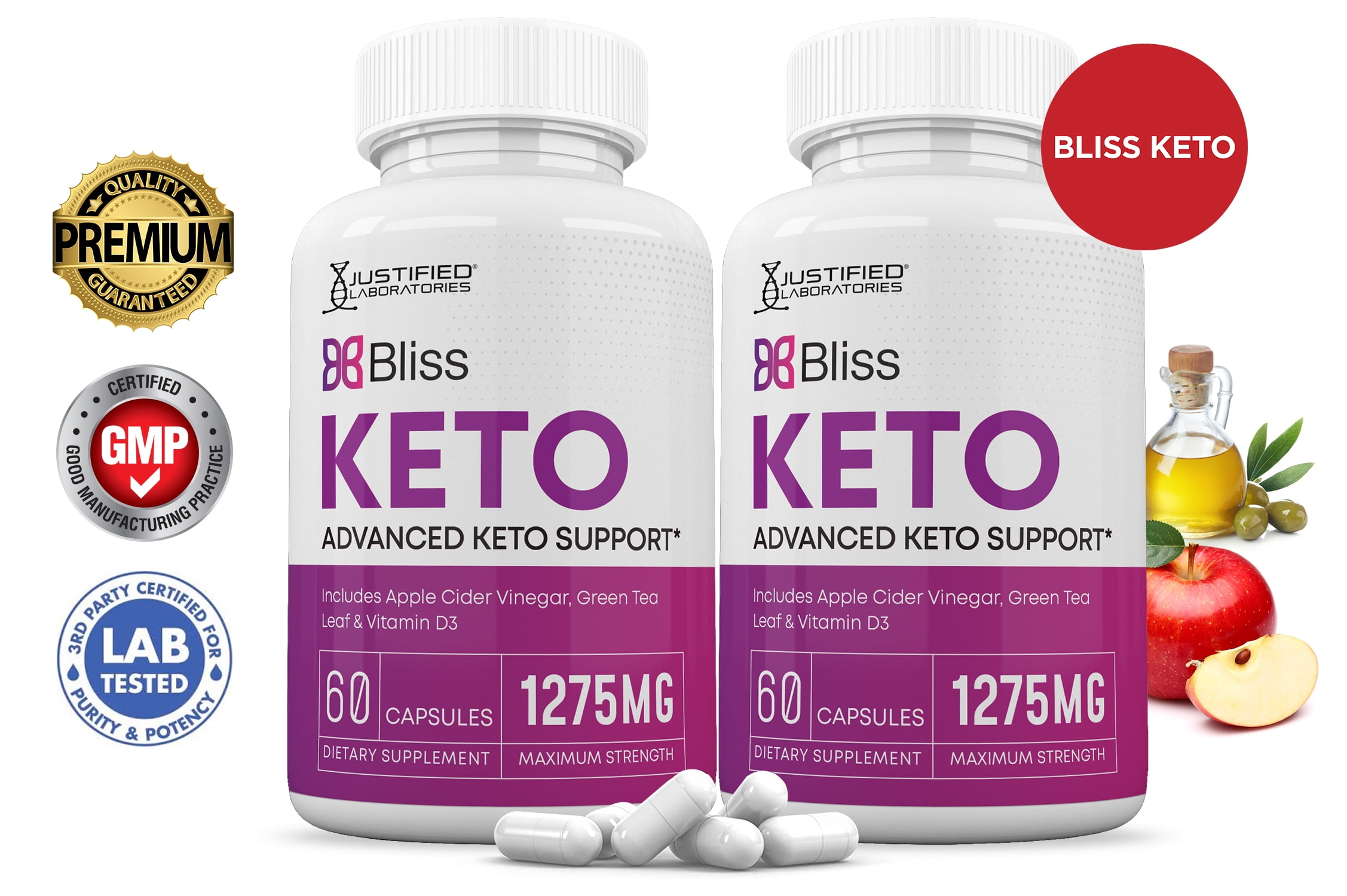 (2 Pack) Bliss Keto ACV Pills 1275mg Alternative to Gummies Dietary ...