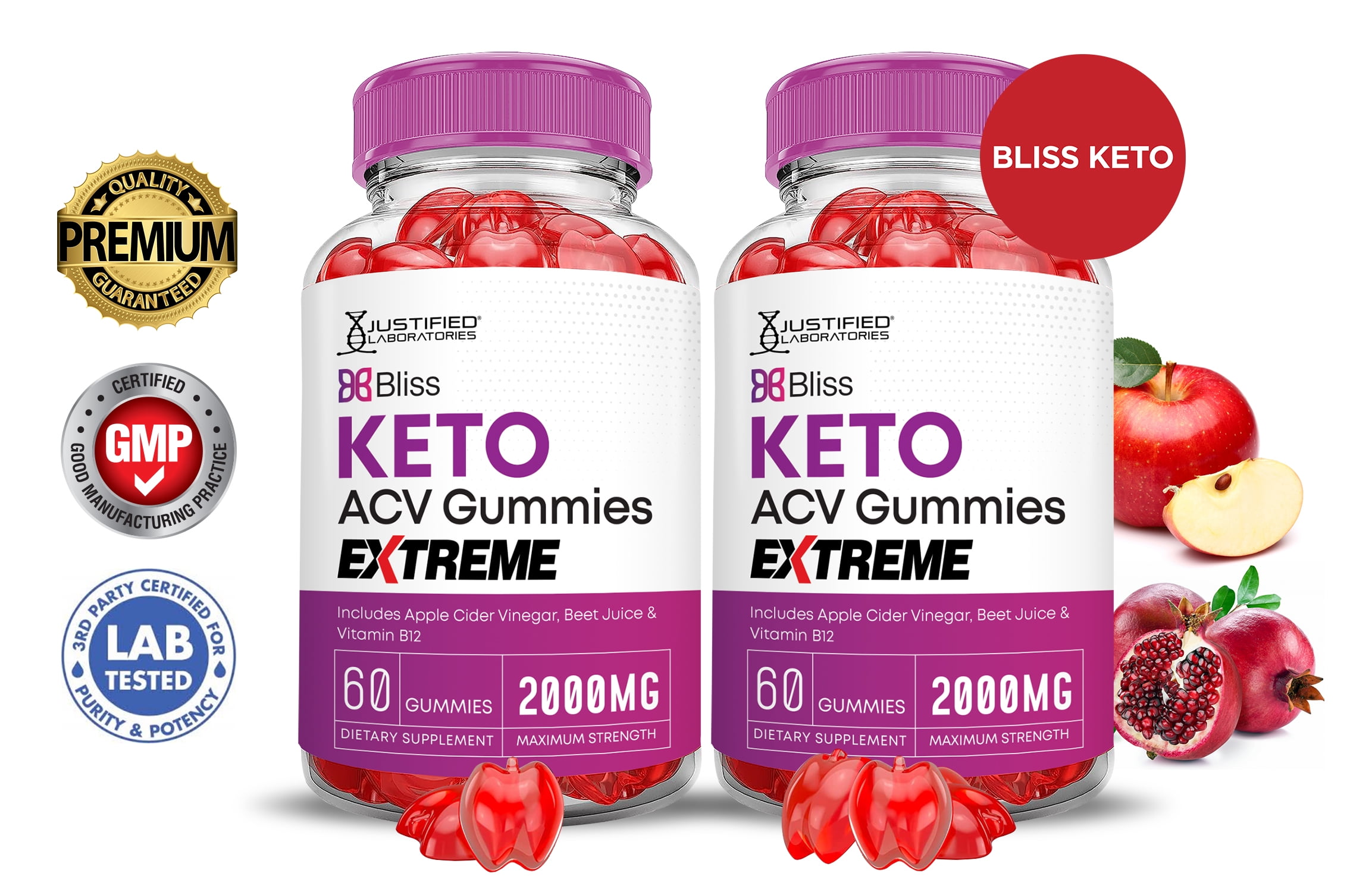 (2 Pack) Bliss Keto Extreme ACV Gummies 2000mg Dietary Supplement 120 ...