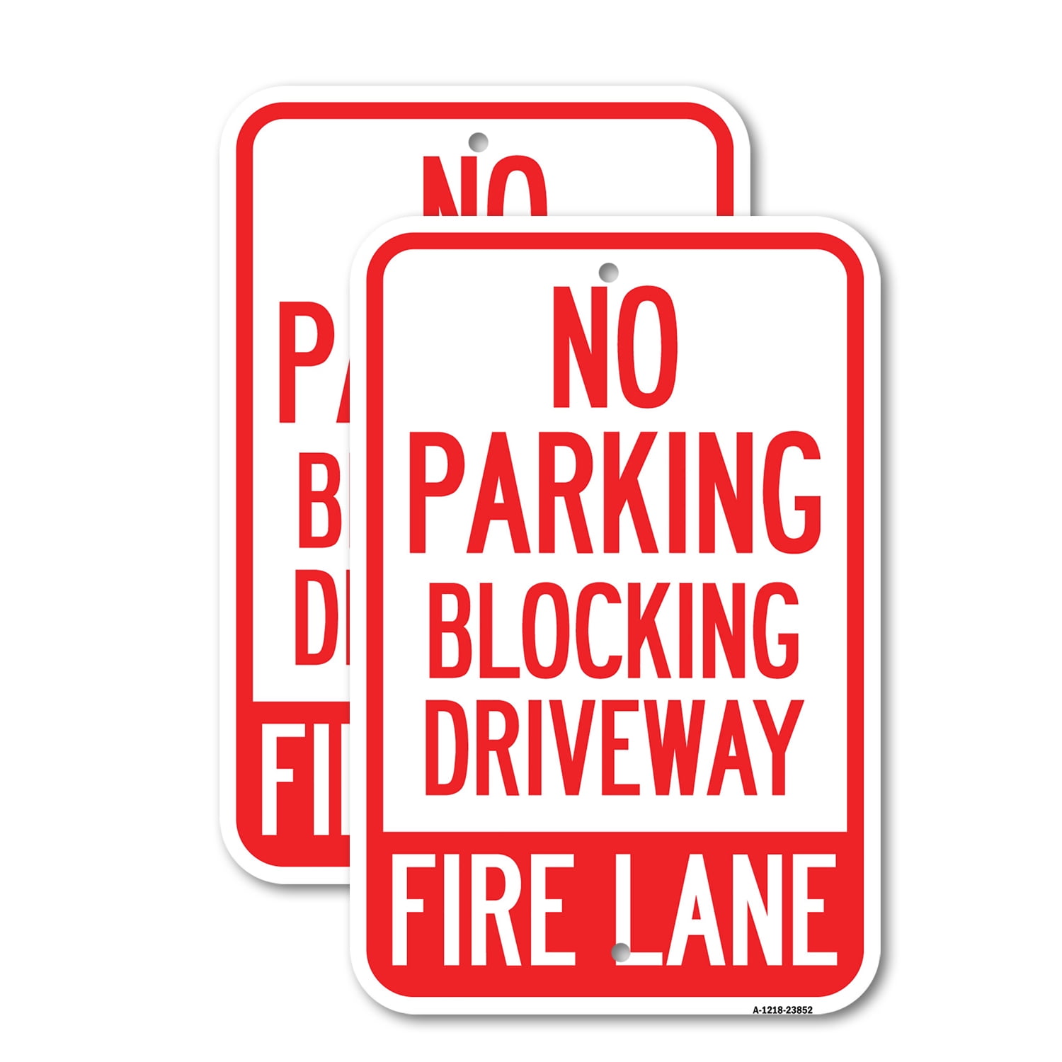 (2 Pack) No Blocking Driveway Fire Lane | 18" X 24" Heavy-Gauge ...