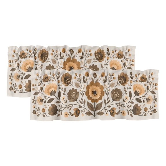 2 Pack Blossoms Valance for Window Rustic Bobo Ethnic Floral Yellow ...