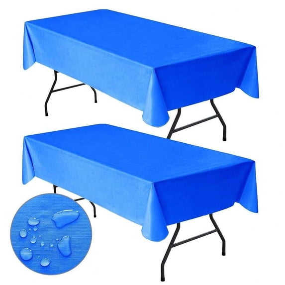 2 Pack Blue 60x102 Inch Vinyl Rectangle Tablecloth, Flannel Backed ...