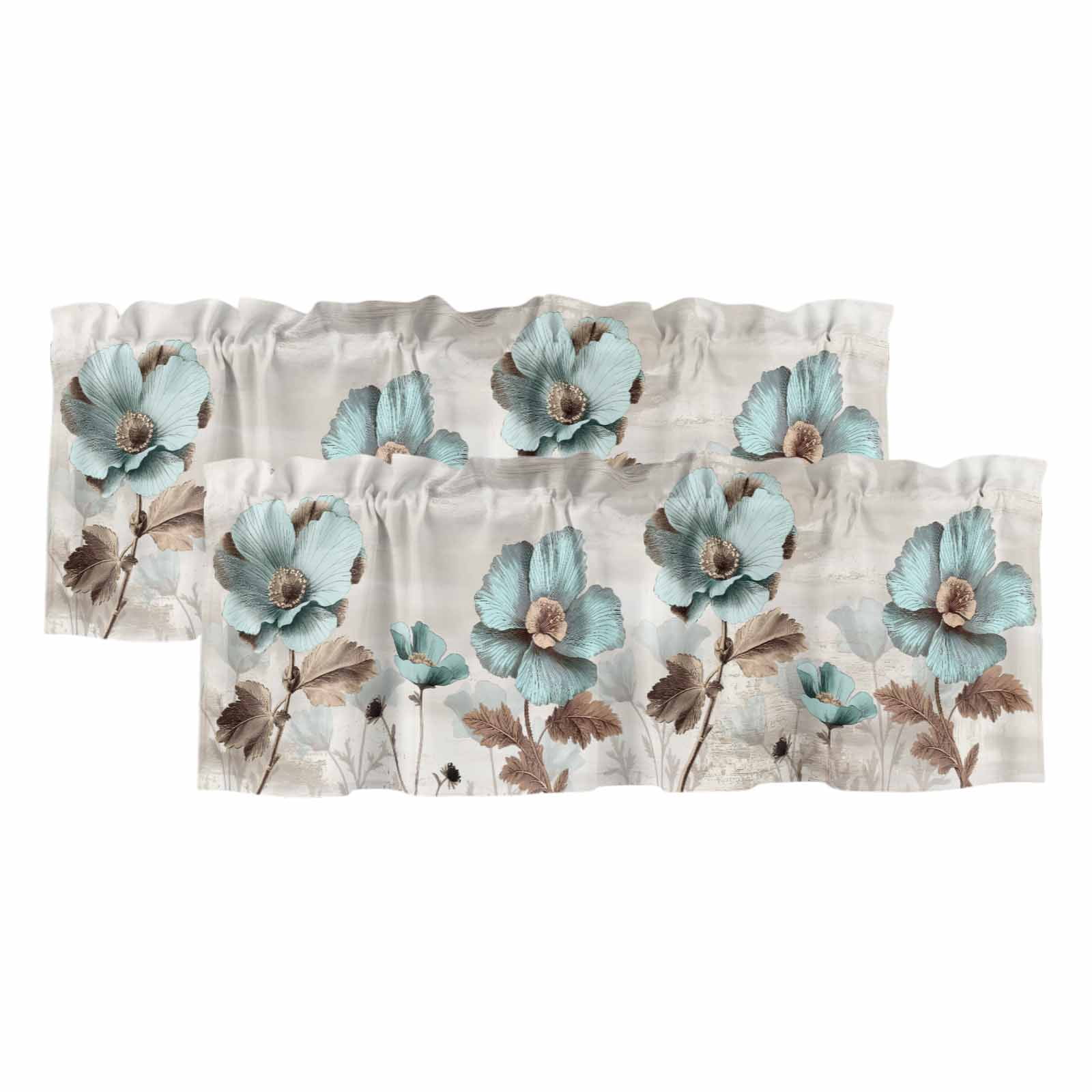 2 Pack Blue Broccoli Valance for Window Farmhouse Rustic Floral Retro ...