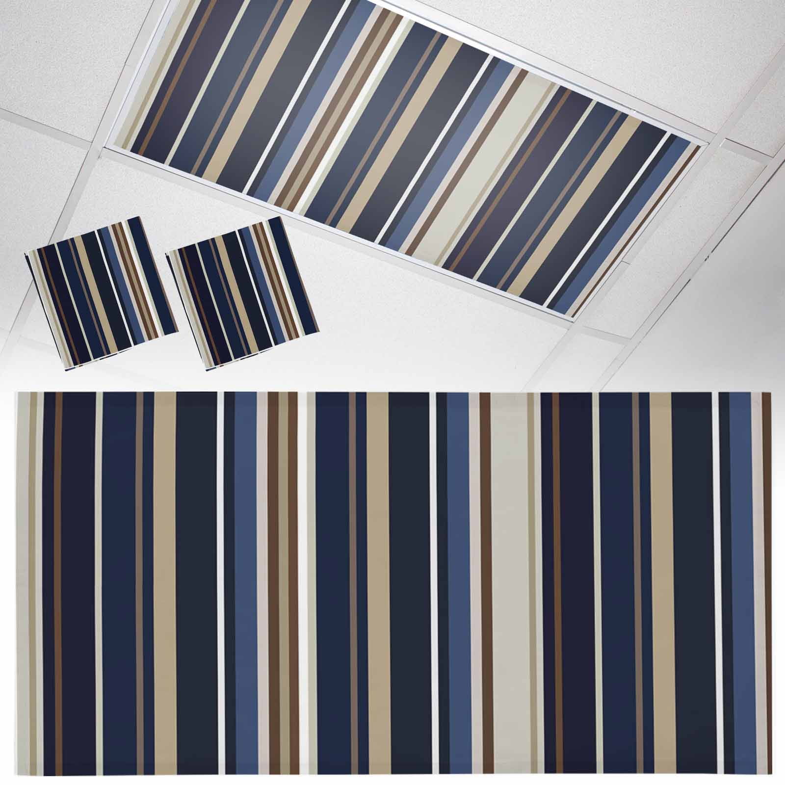 2 Pack Blue Brown Fluorescent Light Covers for Ceiling Lights Stripes ...