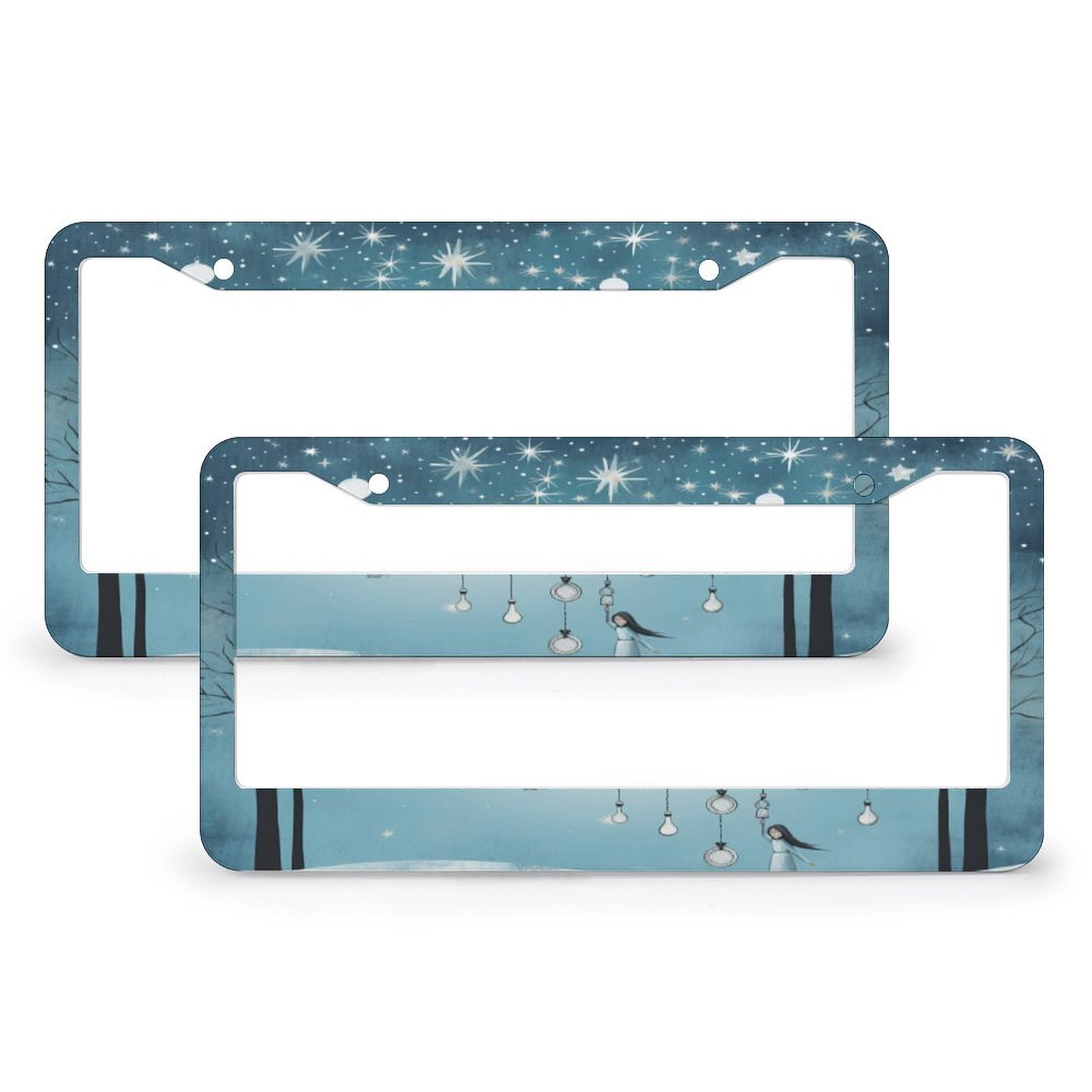 2 Pack Blue Celestial Glow Moon License Plate Frames Moon Star License ...