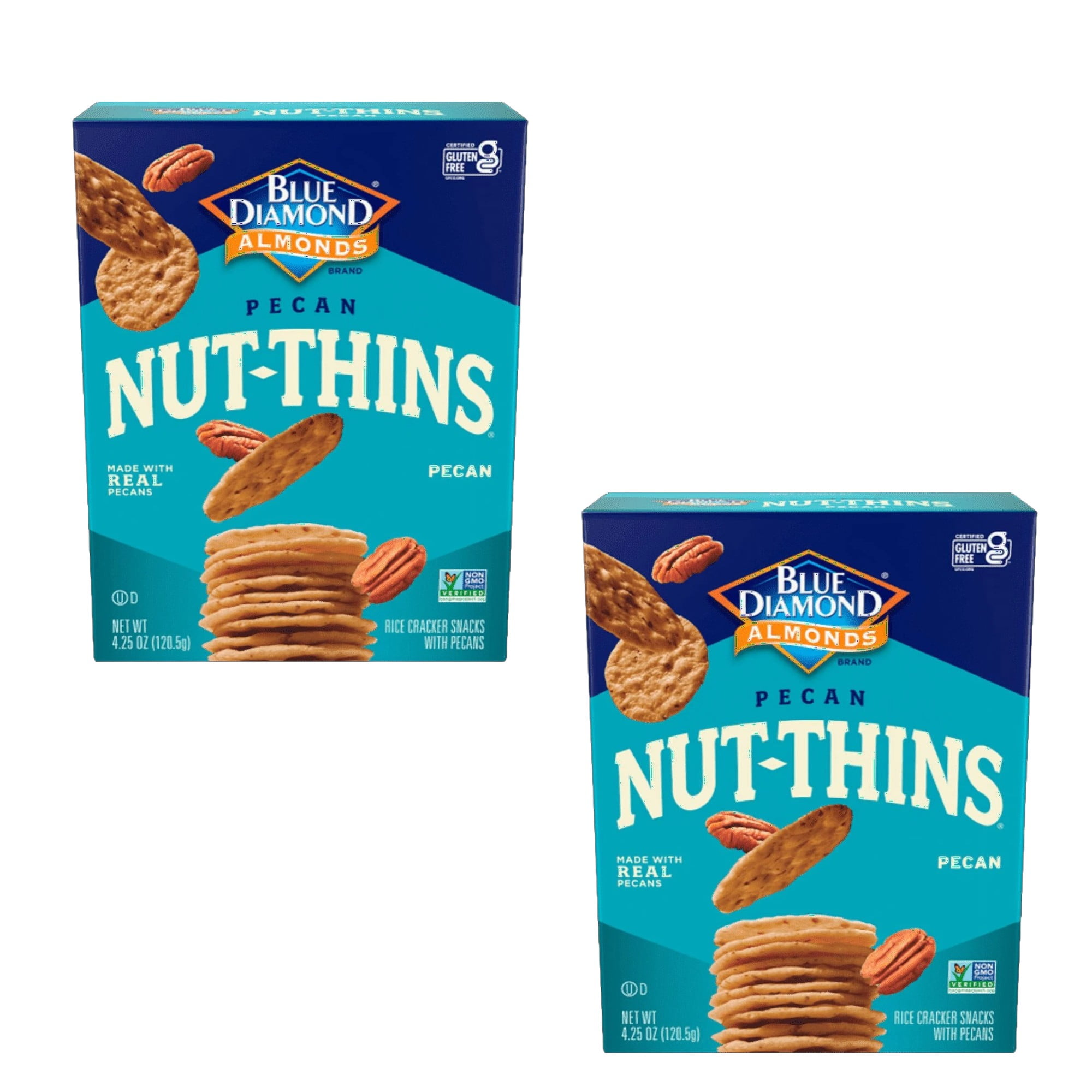 Blue Diamond Pecan Nut Thins Cracker Snacks 4.25 oz (Pack of 2 ...