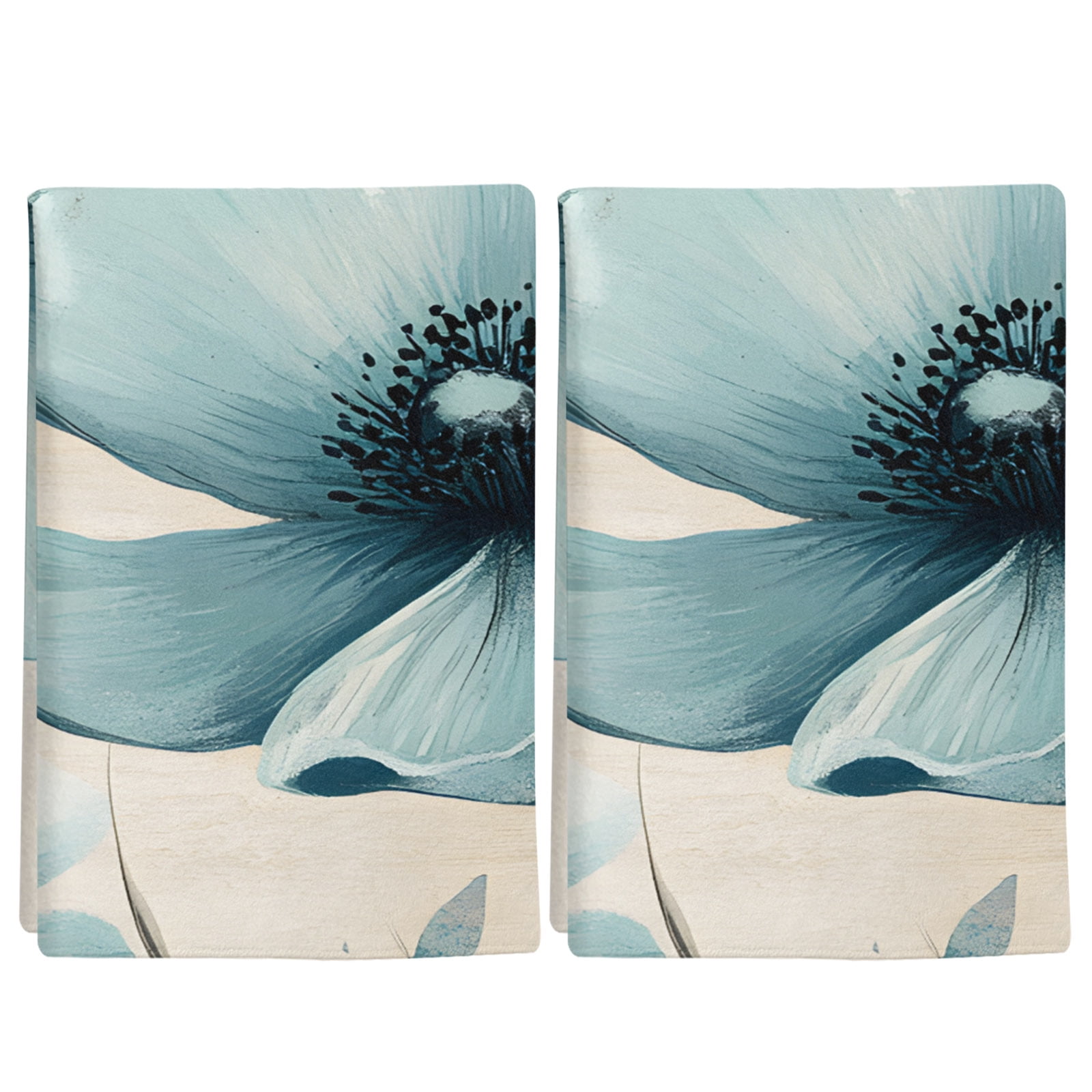 2 Pack Blue Flowers Butterfly Kitchen Towels Watercolor Retro Leaf ...