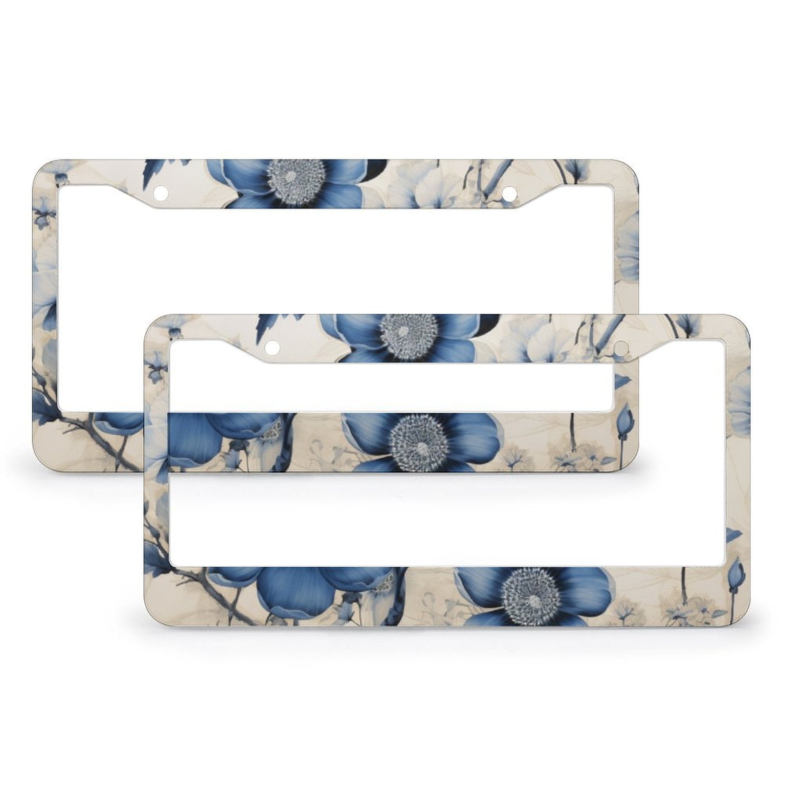 2 Pack Blue Flowers License Plate Cover Modern Art Farmhouse License ...