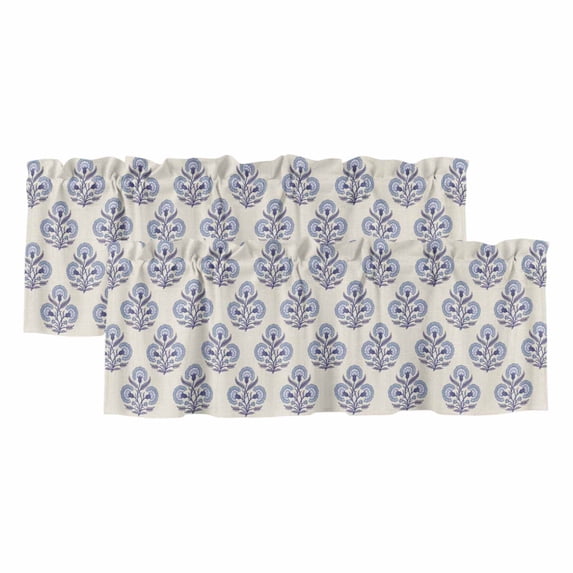 2 Pack Blue Flowers Valances for Windows Bedroom Living Room Window ...