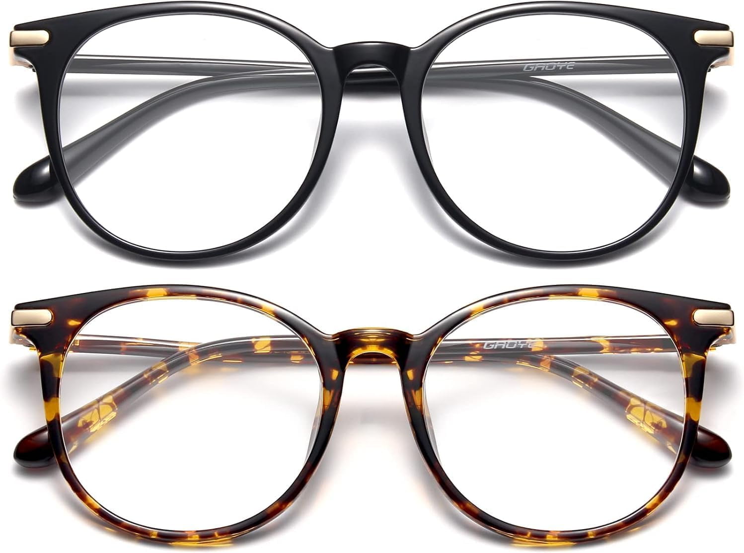 2 Pack Blue Light Blocking Glasses, Retro Round Eyewear Frame Anti ...