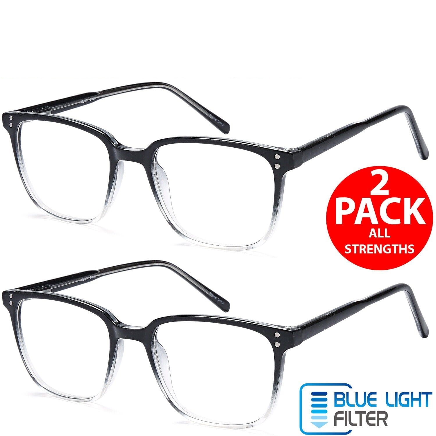 2 Pack Blue Light Blocking Reading Glasses, Anti Glare UV400 Protection ...