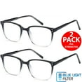 2 Pack Blue Light Blocking Reading Glasses, Anti Glare UV400 Protection ...