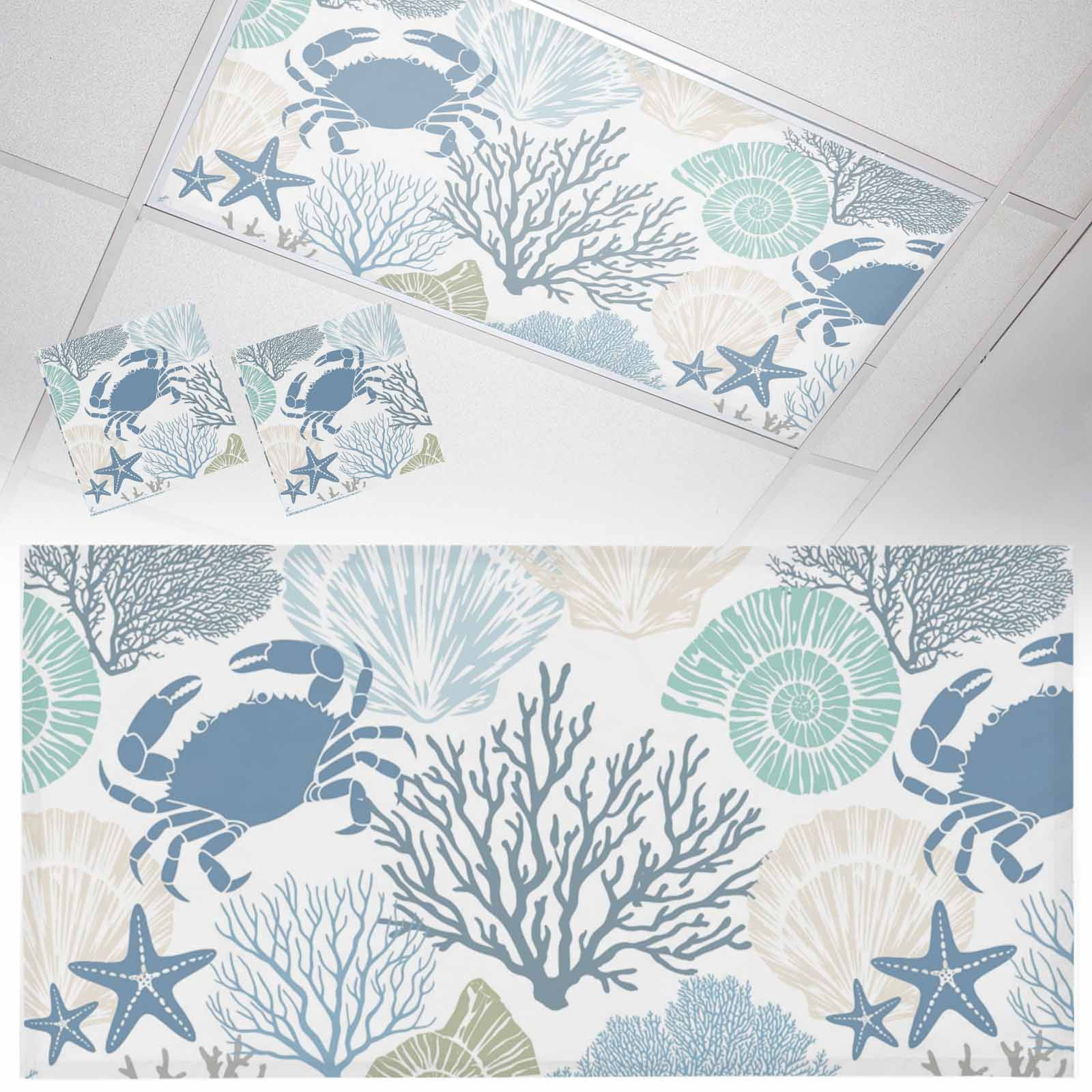 2 Pack Blue Ocean Crab Fluorescent Light Covers for Ceiling Lights ...