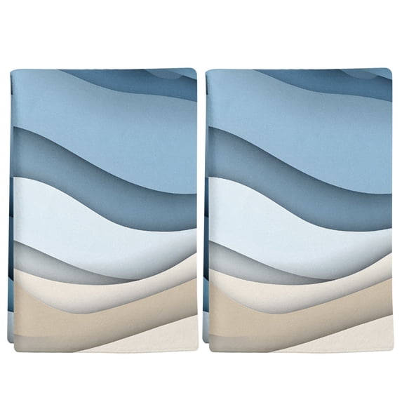 2 Pack Blue Ombre Kitchen Towels Abstract Stripe Ocean Wave Geometric ...