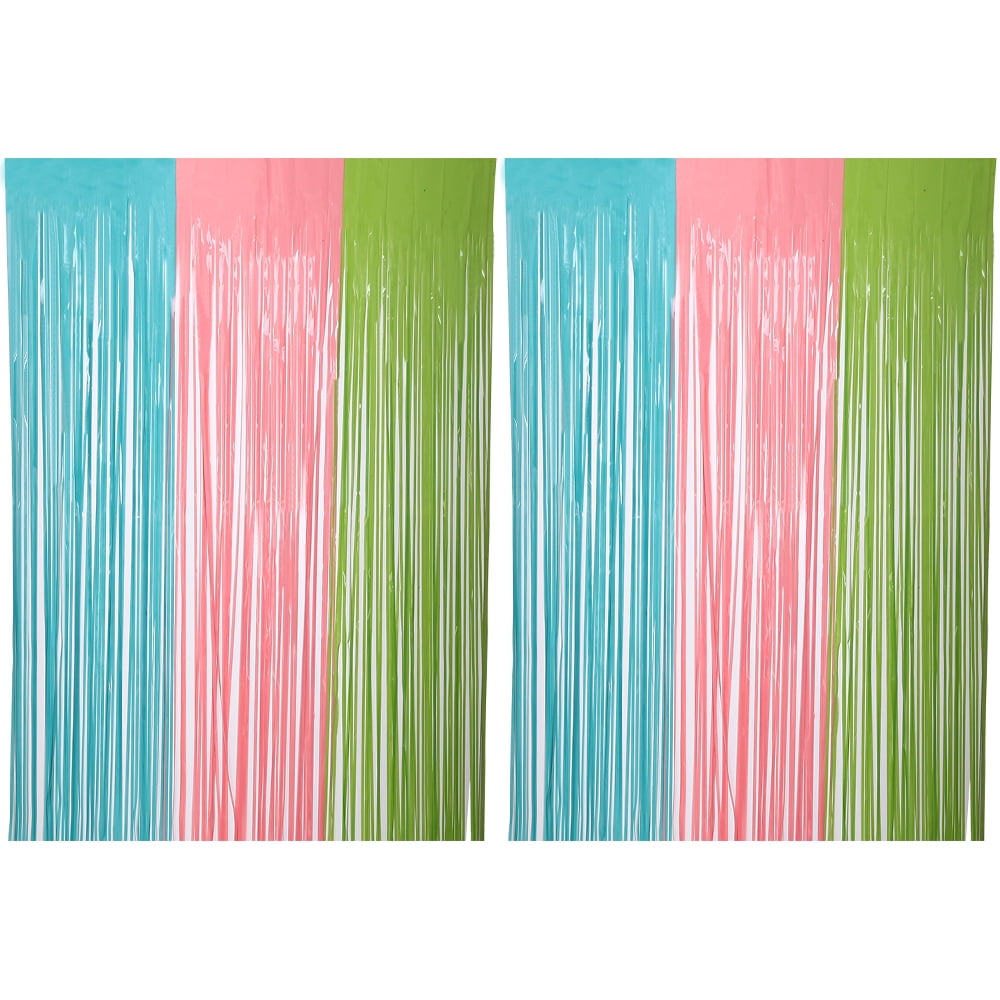 2-Pack Blue Pink Green Foil Fringe Background Colorful Foil Fringe ...
