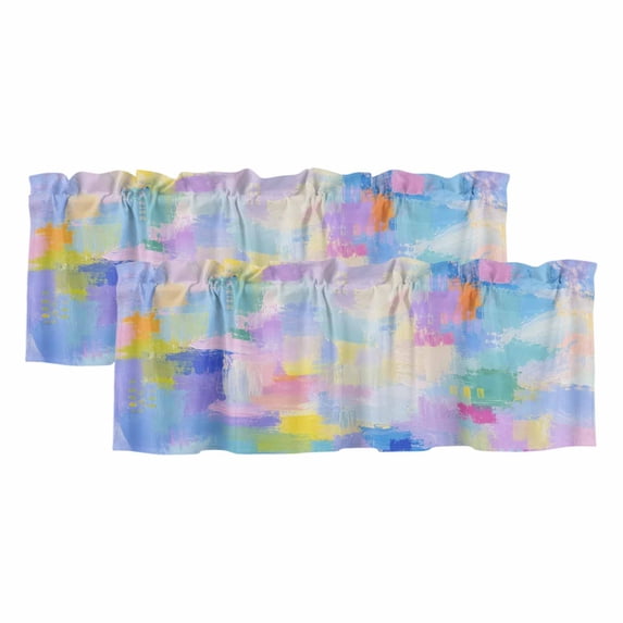 2 Pack Blue Purple Oil Painting Valance for Window Abstarct Gradient ...