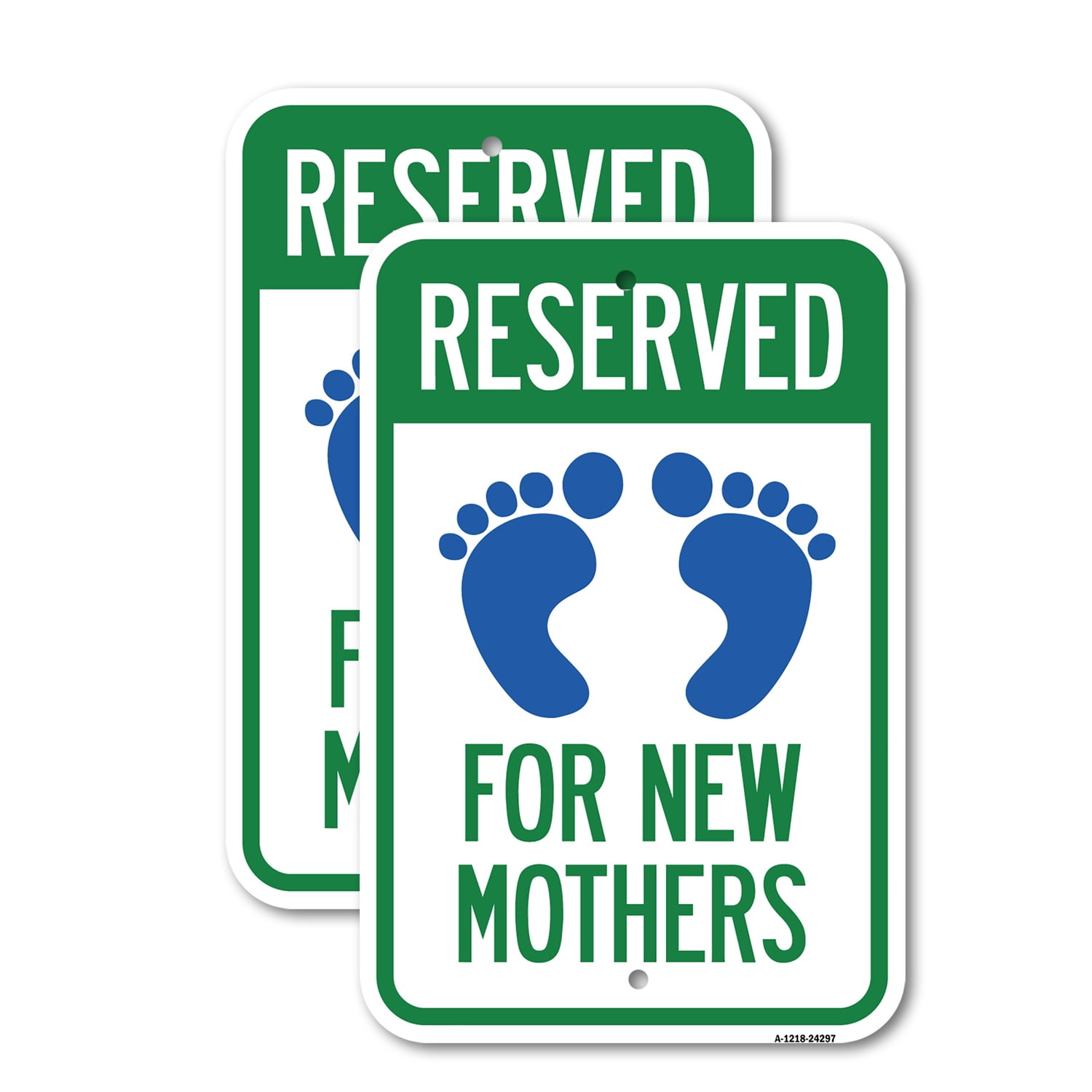 (2 Pack) Blue Reserved Parking for New Mothers | 12" X 18" Heavy-Gauge ...