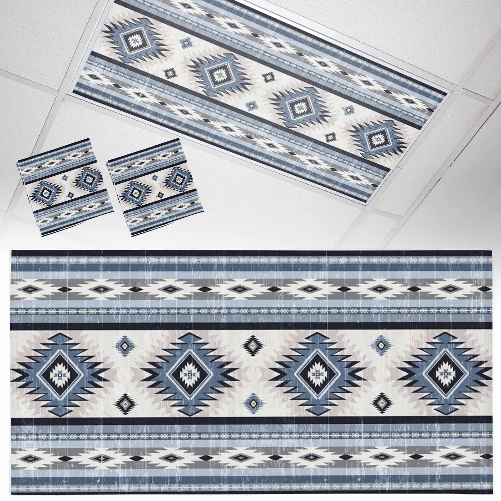 2 Pack Blue Southwestern Fluorescent Light Covers for Ceiling Lights ...