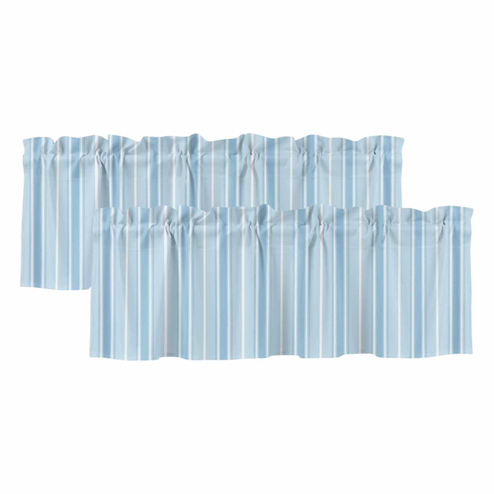 2 Pack Blue Striped Valance for Window Boho Light Blue White Stripes ...