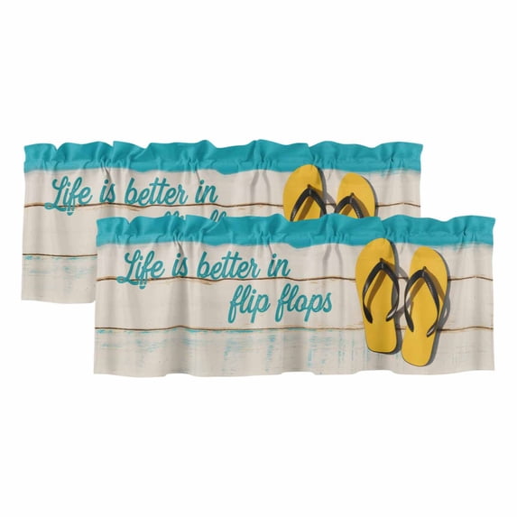 2 Pack Blue Summer Valances for Windows Bedroom Living Room Window ...