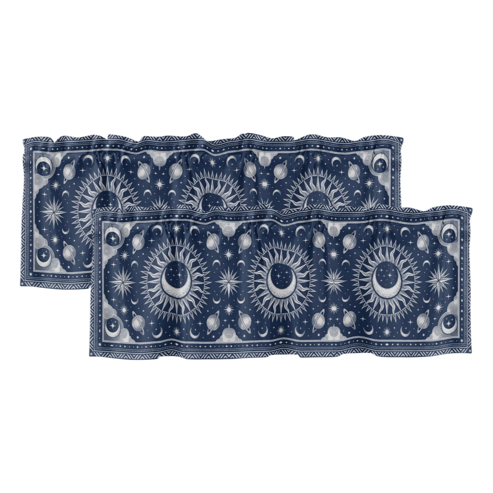 2 Pack Blue Sunburst Valances for Windows Bedroom Living Room Window ...