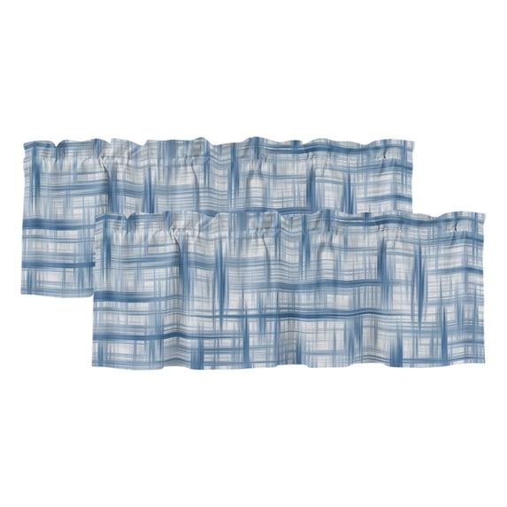 2 Pack Blue Weave Mesh Valance for Window Modern Minimalist Abstract ...