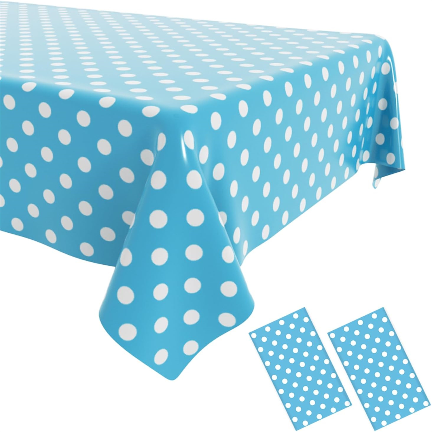 (2 Pack) Blue and White Polka Dot Tablecloth, 54 x 108 Inch Checkered ...