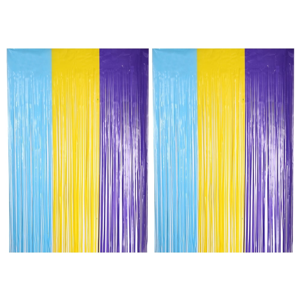 2-Pack Blue Yellow Purple Foil Fringe Background Colorful Foil Fringe ...