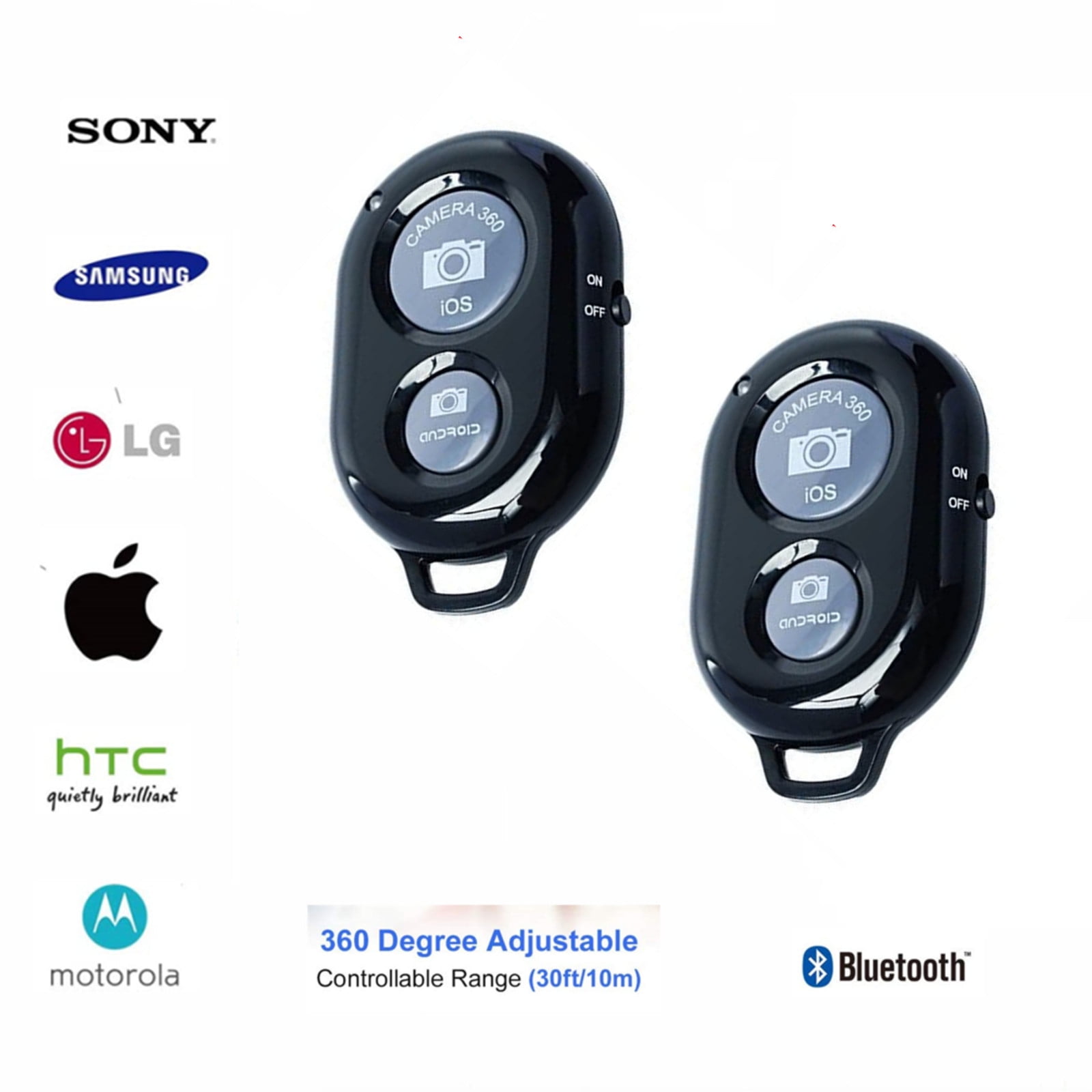 Walmart 2 Pack Ultra-small Bluetooth Remote Control for iPhone, Android ...